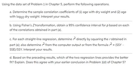 Solved Using The Data Set Of Problem In Chapter Perform Chegg