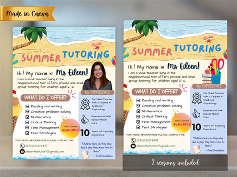 Tutoring Flyer Editable Tutoring Flyer Customizable Tutoring Flyer