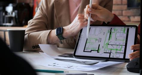 Designers Offer Apartment Layout To Client Before Renovation Architects Guide Customer Through