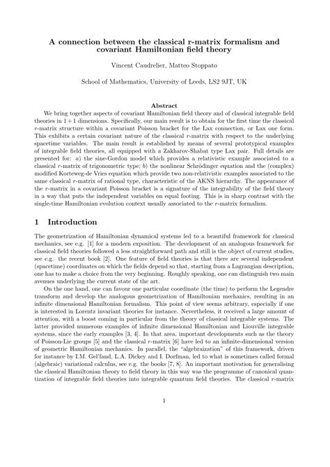 Pdf A Connection Between The Classical R Matrix Formalism And
