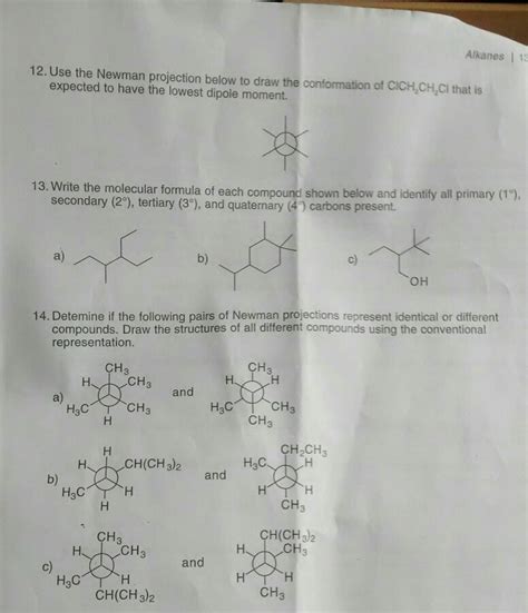 Solved Alkanes 13 12 Use The Newman Projection Below To