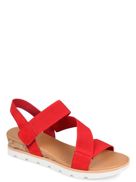 Brinley Co Womens Elastic Strap Wedge Sandals