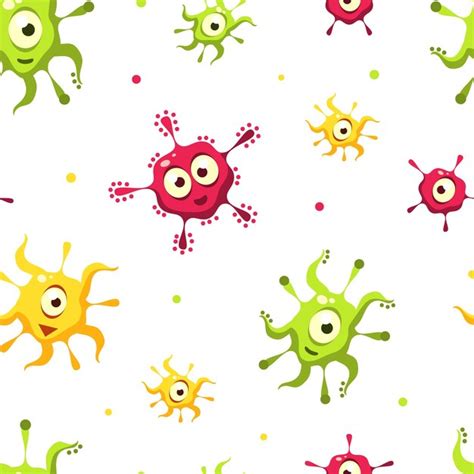 Premium Vector Bacterias Seamless Pattern With Cute Colorful