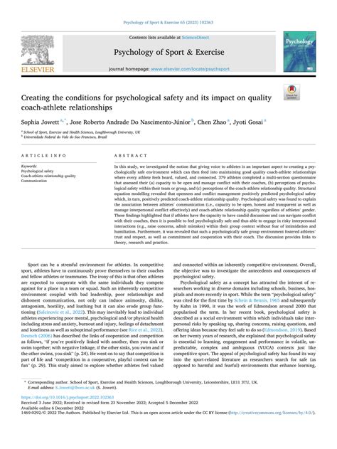 PDF Creating The Conditions For Psychological Safety And Its Impact