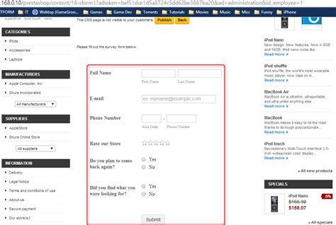 How To Insert Form Into Prestashop Cms