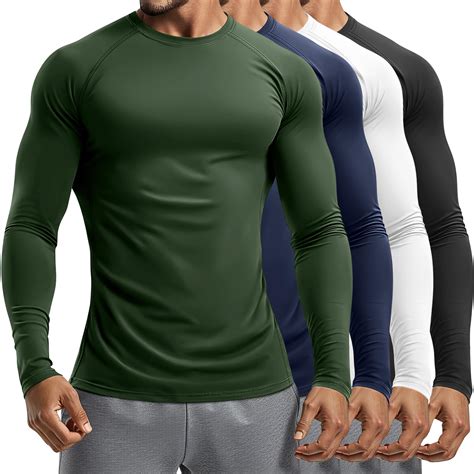 August Alley 4 Pack Mens Long Sleeve Compression Shirts Crew Neck