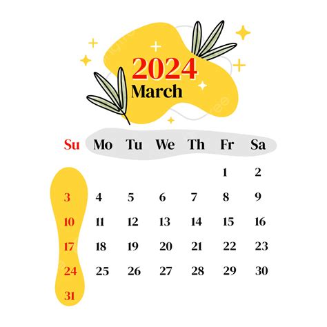March 2025 Clip Art Calendar Mark Hall