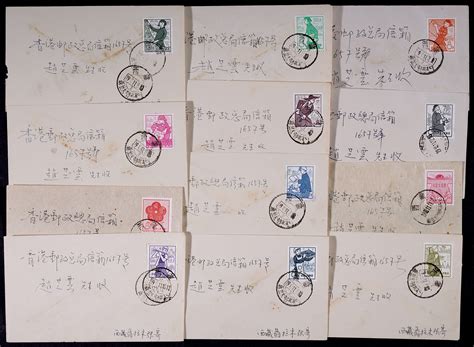 1965年西藏寄香港贴特35全套实寄封12件，小型西式分贴特35人民公社8分邮票，销1965年西藏聂拉木11月1 12日戳，平信封自然实寄香港