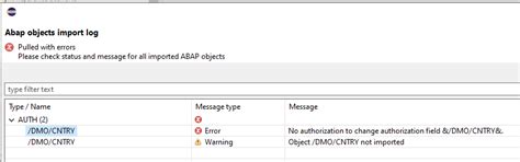 ABAP BTP Branch Pulled With Error No Authorization To Change Authorization Field DMO CNTRY