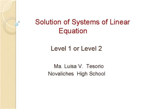 Solution Of Systems Of Linear Equation Level 1