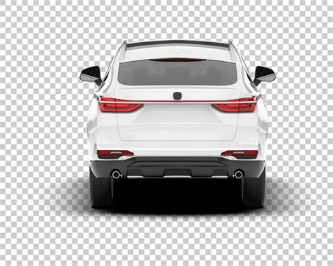 透明な背景の 3 D レンダリング図に白い現実的な Suv Premium Psd