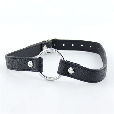 Pu Leather Open Mouth Gag Stainless Steel Fellatio Mouth Plug O Ring