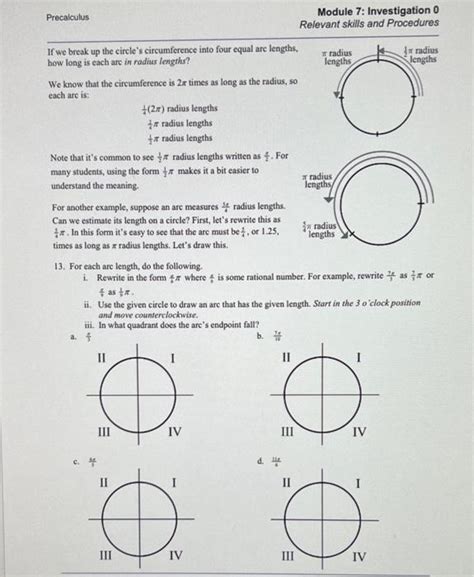 Solved Precalculus Module Investigation Relevant Skills Chegg Com