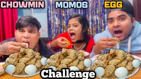 Chowmin Momos Egg Eating Challenge 😱 I Chinese Noodles Youtube