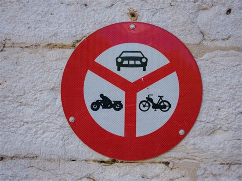 Premium Photo Road Sign No Entry Of Marked Vehicles Red And White No