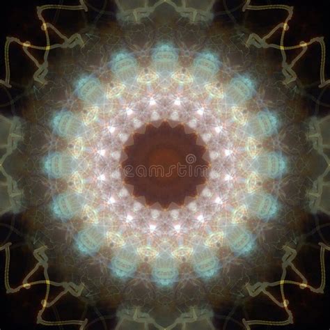 Premium Light Code Mandala Technology Pattern Tile Pavement Brown Star Stock Illustration