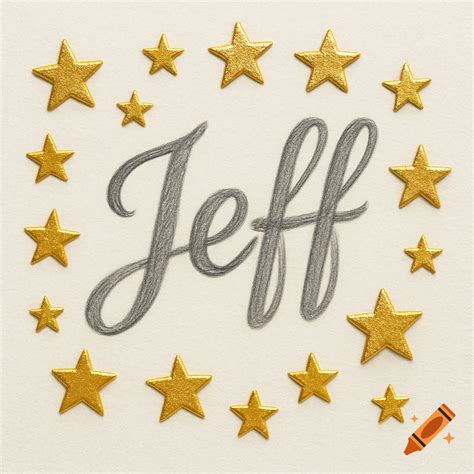 The Name Jeff Written In A Stylized Pencil Script Surrounded By