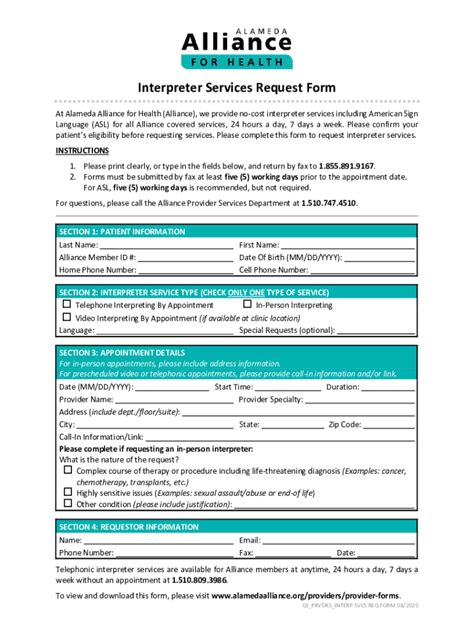 Fillable Online Interpreter Services Appointment Request Form Fax Email Print Pdffiller