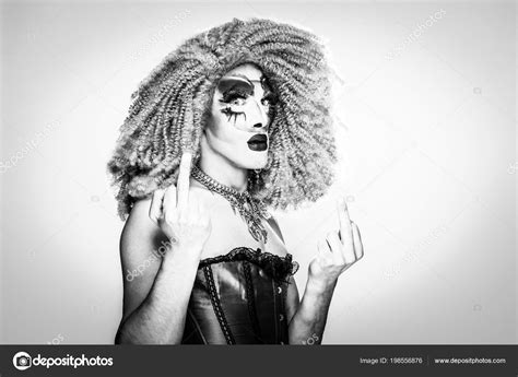 Cool Drag Queen Spectacular Makeup Glamorous Stylish Look Posing Proud
