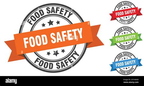 Food Safety Stamp Round Band Sign Set Ribbon Label Stock Vector Image