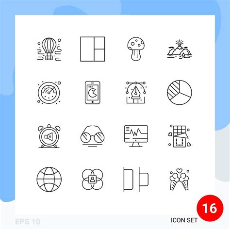 Groupe De 16 Contours Signes Et Symboles Pour Chronomètre Explosion Nature Montagne Colline