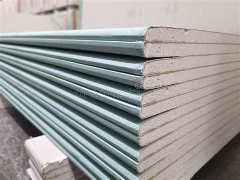 Water Resistant Plasterboard Sheets Stacked In A Hardware Store Stock