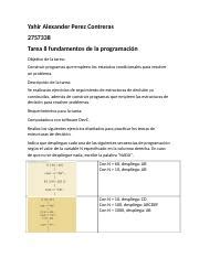 Tarea 8 Fundamentos De La Programacion Docx Yahir Alexander Perez