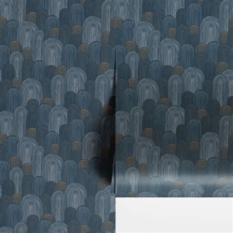 Hand Drawn Line Art Abstract Arches Dark Blue Wallpaper Patricia Braune Haven