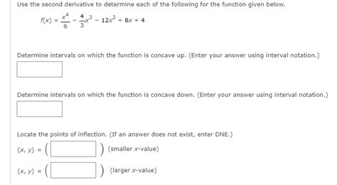Solved Use The Second Derivative To Determine Each Of The Chegg