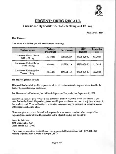 Fillable Online Urgent Drug Recall Response Form Fax Email Print