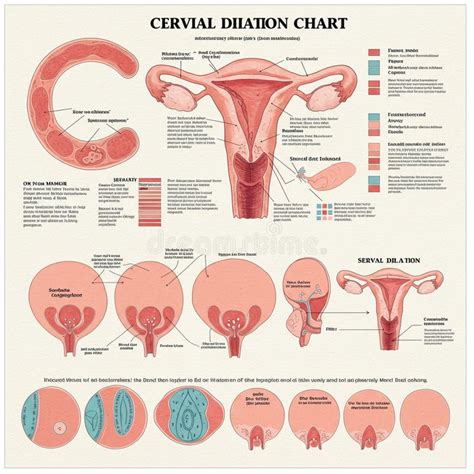 Illustration Of A Cervical Dilation Chart Showing Anatomical Diagrams