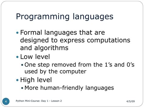 Ppt Day 1 Lesson 2 Fundamentals Of Programming Languages Powerpoint