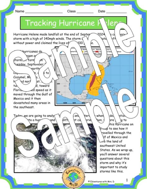Hurricane Helene Tracking And Plotting The Hurricane Science Activity Packet