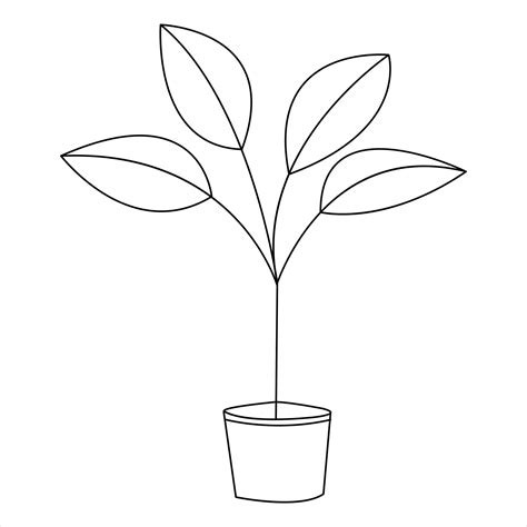 Tree Continuous Single Line Art Of Drawing And Tree Style Vector