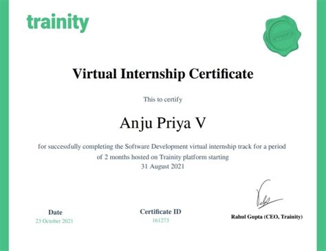 Anju Priya V On Linkedin Connections Internship Softwaredevelopment Opportunity Experience