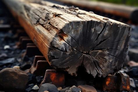 Premium Photo Close Shot Of Worn Railroad Tie