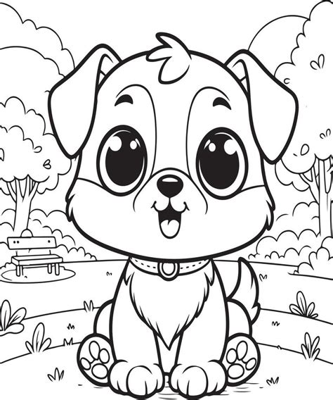 Cute Dog Coloring Page 46156299 Vector Art At Vecteezy