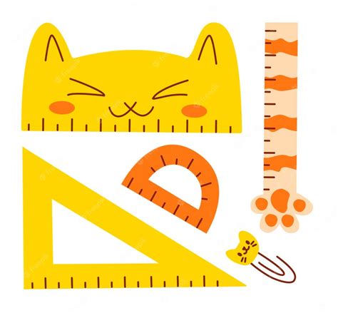 Premium Vector Set Of Vector School Rulers Flat Cartoon Style Ruler Triangle Protractor Hand