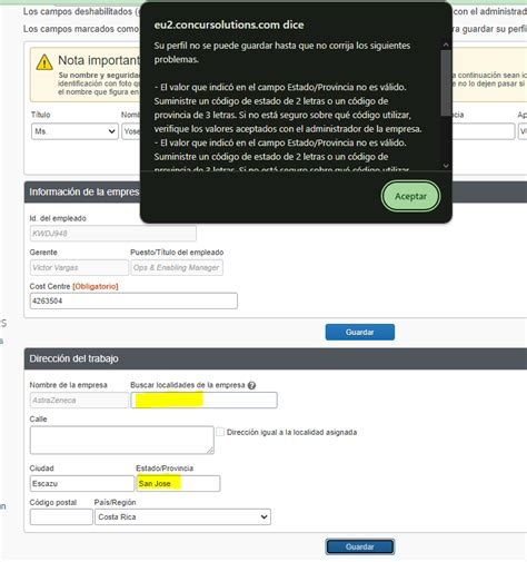 Perfil Update Location Sap Concur Community