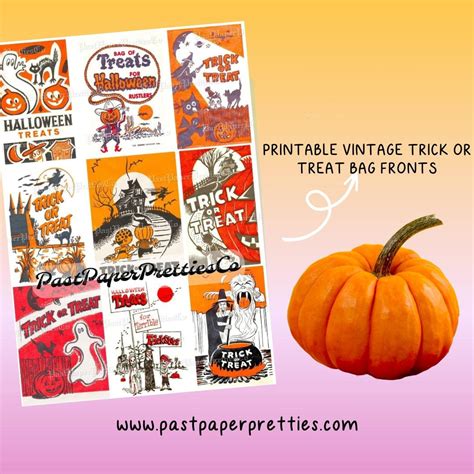 Vintage Halloween Printable Trick Or Treat Bags Collage Cards Retro
