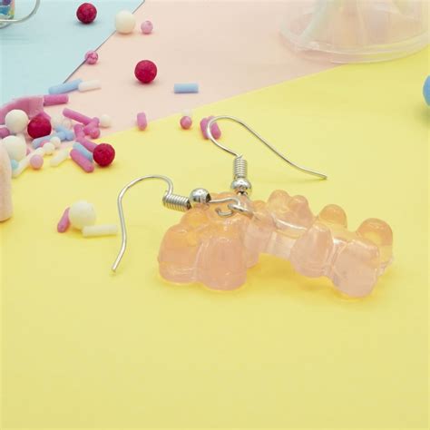 Pink Gummy Bear Earrings Earsense Earrings For Sensitive Ears