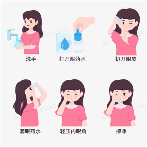 一组矢量滴眼药水的正确步骤元素PNG图片素材下载 矢量PNG 熊猫办公