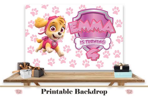 Paw Patrol Skye Party Banner Happy Birthday Banner Skye Paw Patrol