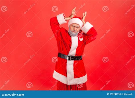 I Am Deer Elderly Man With Gray Beard Wearing Santa Claus Costume