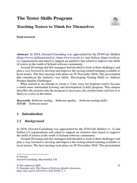 The Tester Skills Program Teaching Testers To Think For Themselves