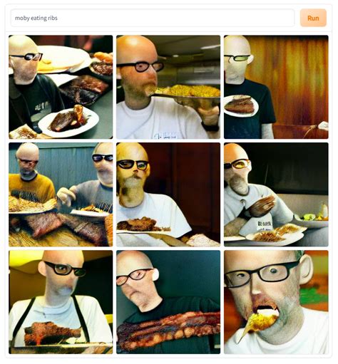 Moby Eating Ribs R Dalle