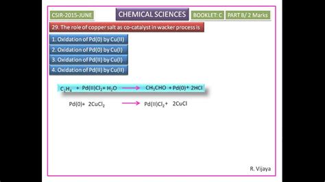 Csir 2015june Chemical Sciences Answer Wacker Process Youtube