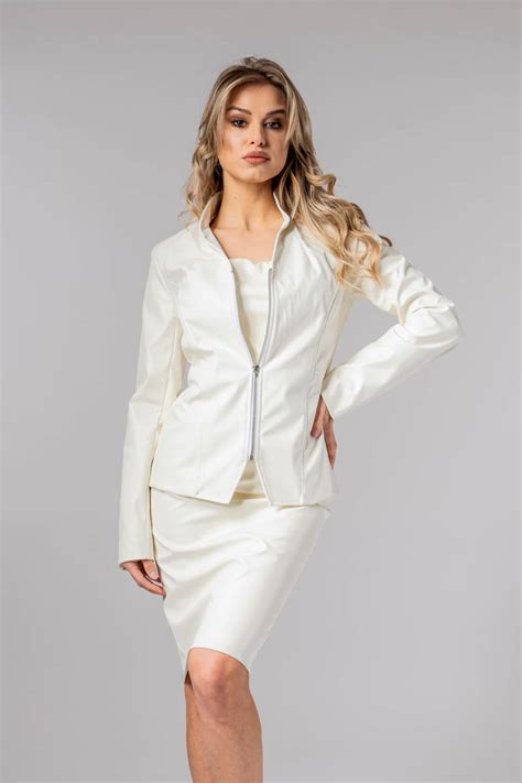 Бяло кожено яке Milano White Trendo Bg