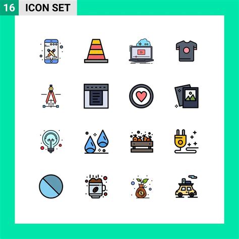 Set Of 16 Vector Flat Color Filled Lines On Grid For Drawing Spring Game Sport T Shirt Editable