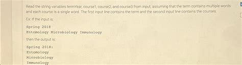 Solved Read The String Variables Termyear Course Chegg